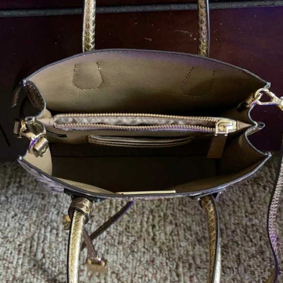 Michael Kors | Bags | Michael Kors Gold And Snake Print Crossbody Purse ...